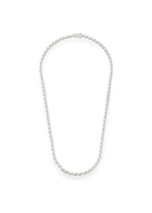 CERNUCCI Mixed Square Stone Tennis Chain Necklace - Silver