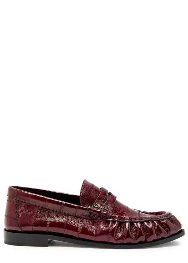 Saint Laurent Le Loafer 15 Glossed Leather Loafers - Burgundy
