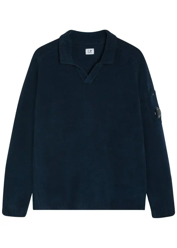 C.P. COMPANY Cotton Polo Jumper - Navy