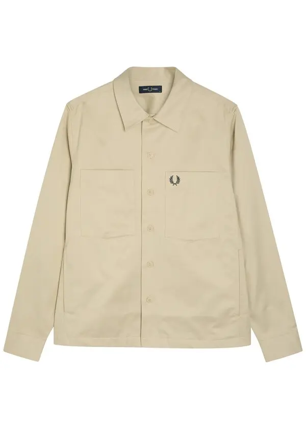Fred Perry Logo-embroidered Cotton Overshirt - Ecru