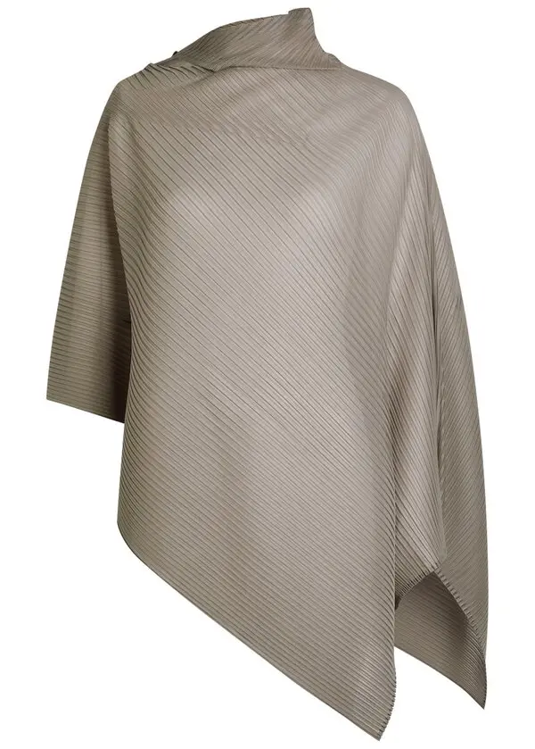 Issey Miyake Asymmetric Pleated Chiffon Top - Light Grey