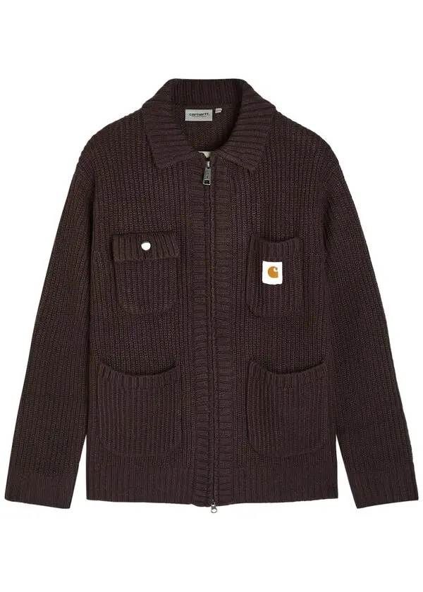 Carhartt Work In Progress Chore Knit Cardigan - Dark Brown