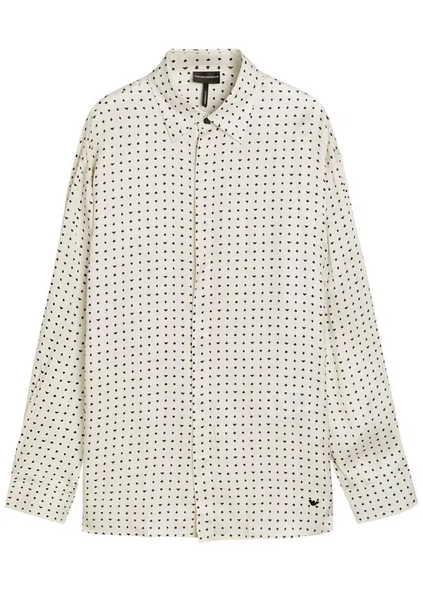 Emporio Armani Patterned Satin Shirt - White