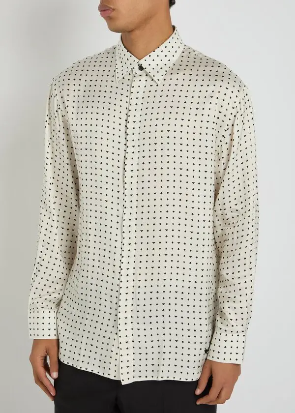 Emporio Armani Patterned Satin Shirt - White
