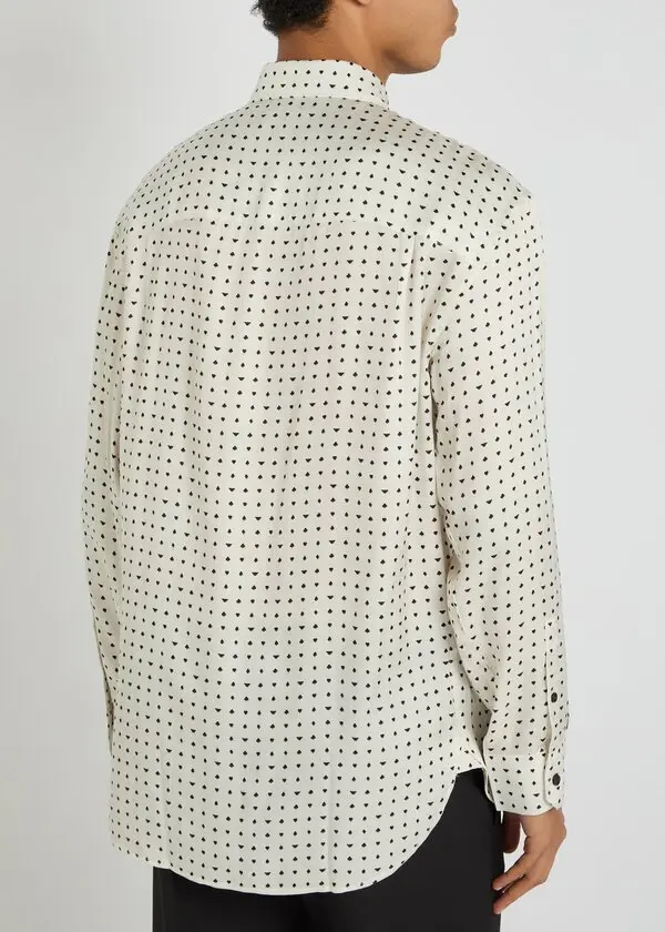 Emporio Armani Patterned Satin Shirt - White