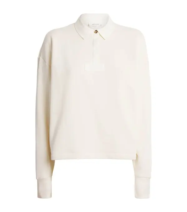 Rag & Bone Cotton Terry Vintage Polo Sweatshirt - Beige