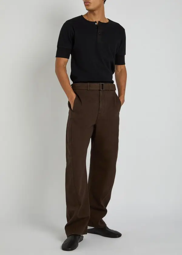 LEMAIRE Belted Denim Trousers - Brown