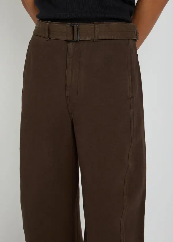 LEMAIRE Belted Denim Trousers - Brown