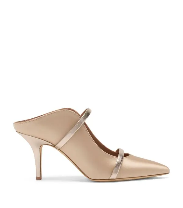 MALONE SOULIERS Satin Maureen Mules 70 - Nude