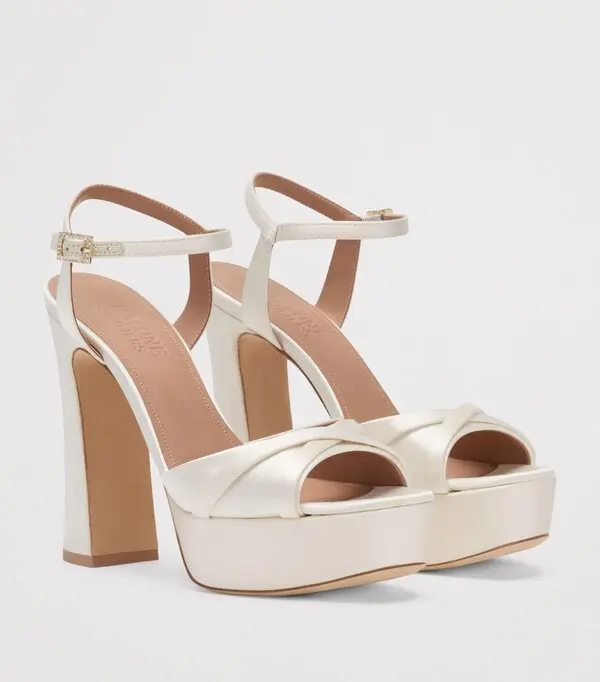 MALONE SOULIERS Satin Keaton Platform Sandals 125 - Ivory