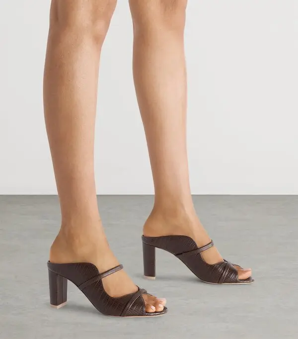 MALONE SOULIERS Leather Crocodile-effect Norah Mules - Brown