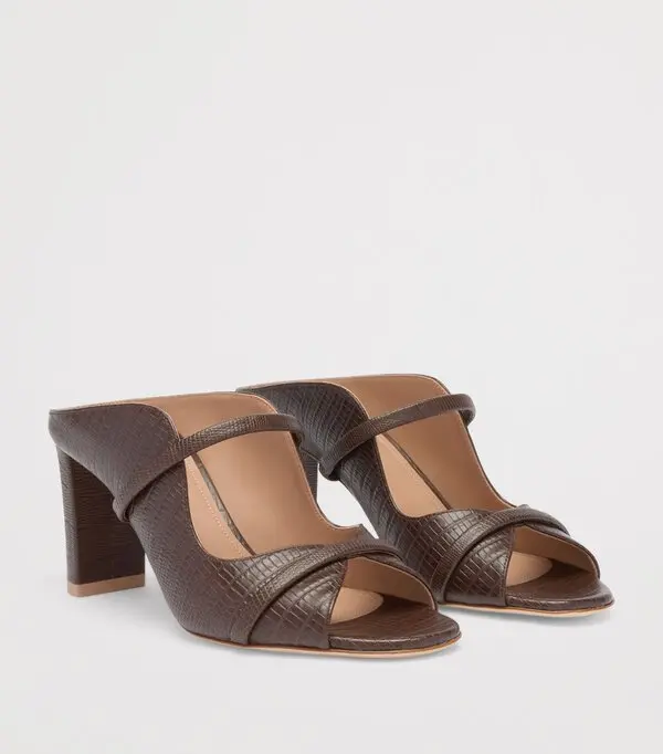 MALONE SOULIERS Leather Crocodile-effect Norah Mules - Brown