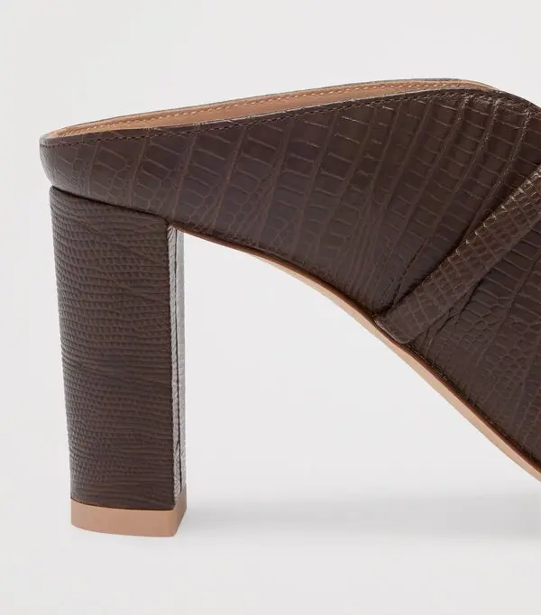 MALONE SOULIERS Leather Crocodile-effect Norah Mules - Brown