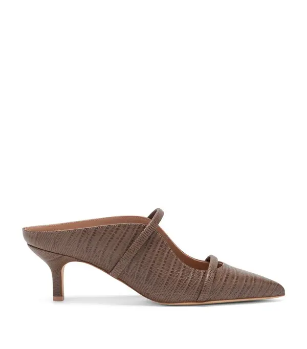 MALONE SOULIERS Croc-embossed Leather Maureen Heeled Mules 45 - Nude