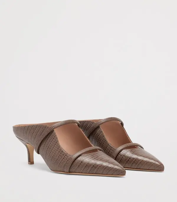 MALONE SOULIERS Croc-embossed Leather Maureen Mules - Nude