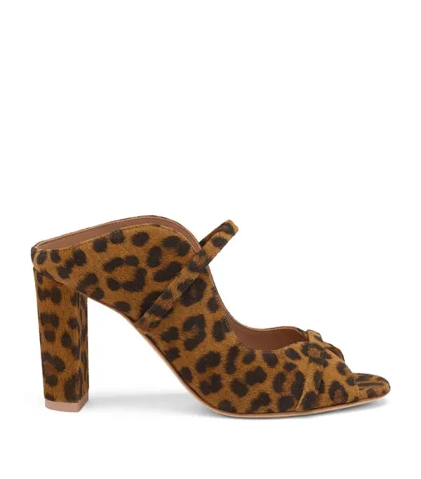 MALONE SOULIERS Suede Leopard Norah Mules 85 - Brown