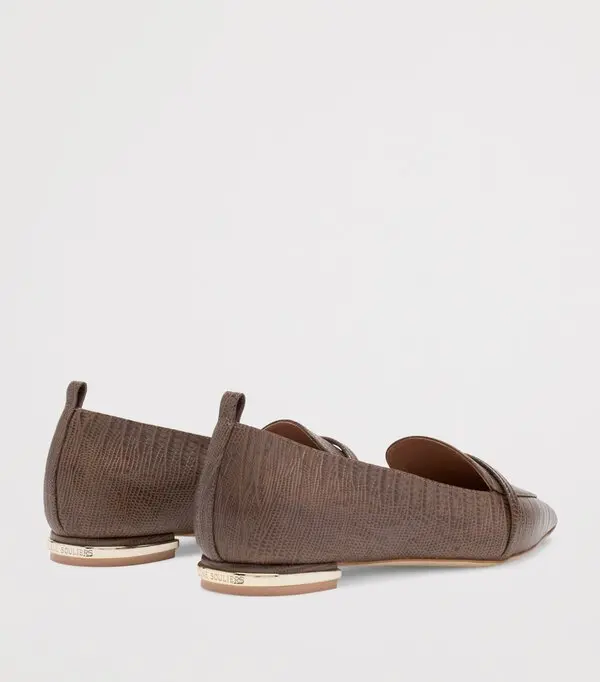 MALONE SOULIERS Leather Croc-embossed Dora Loafers - Nude