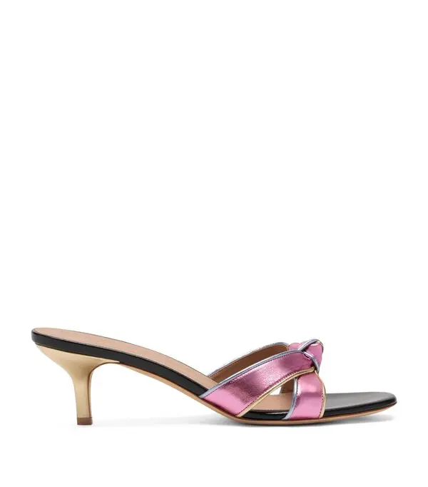 MALONE SOULIERS Metallic Leather Raquel Heeled Mules 45 - Pink