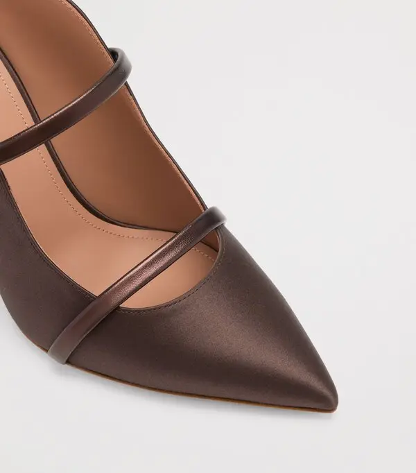 MALONE SOULIERS Maureen 70 Satin Mules - Brown