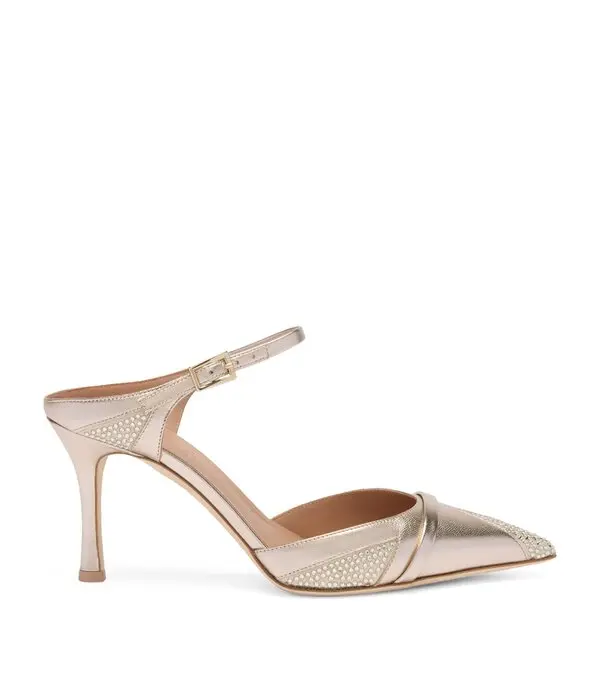 MALONE SOULIERS Leather Embellished Uma Mules 80 - Metallic