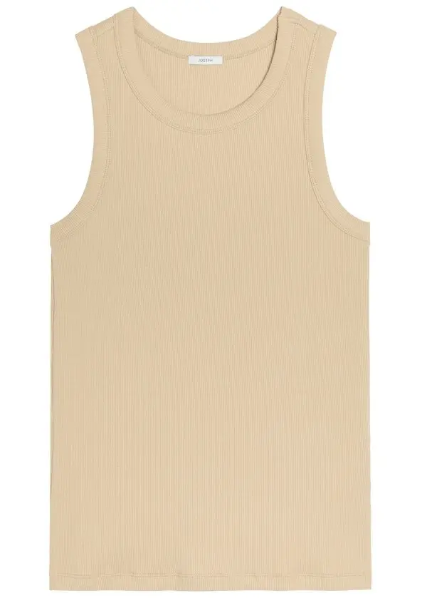 JOSEPH Yeux Ribbed Stretch-cotton Tank - Beige