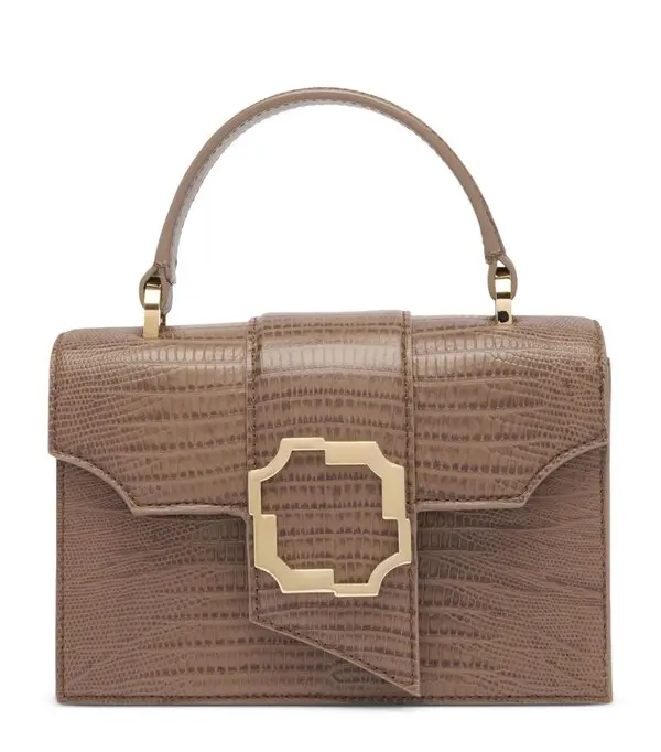 MALONE SOULIERS Mini Leather Croc-embossed Aubrey Top-handle Bag - Nude