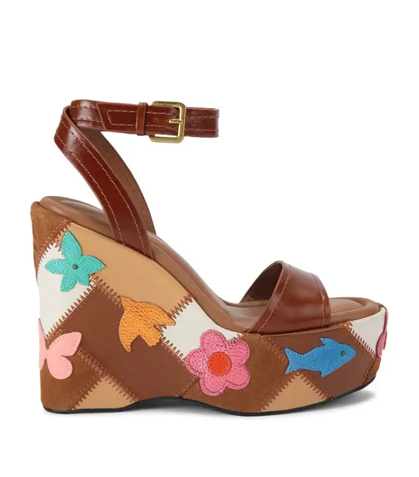 Kurt Geiger Leather Patchwork Platform Sandals 130