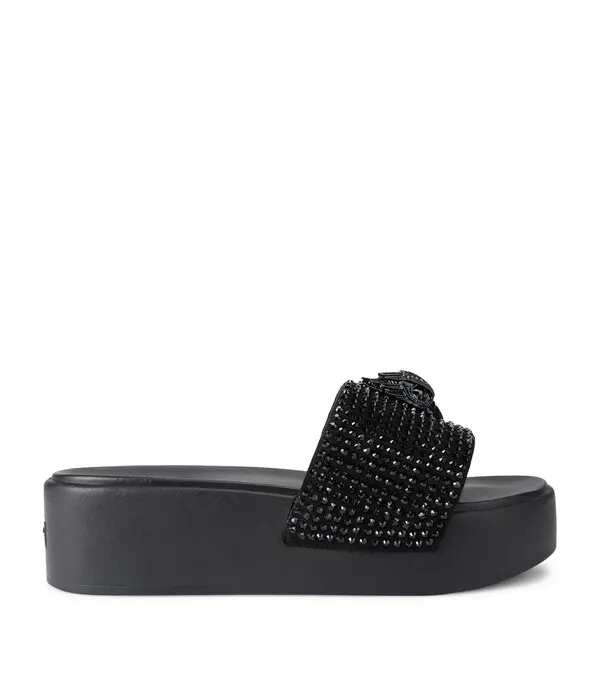 Kurt Geiger Meena Eagle Platform Slides - Black