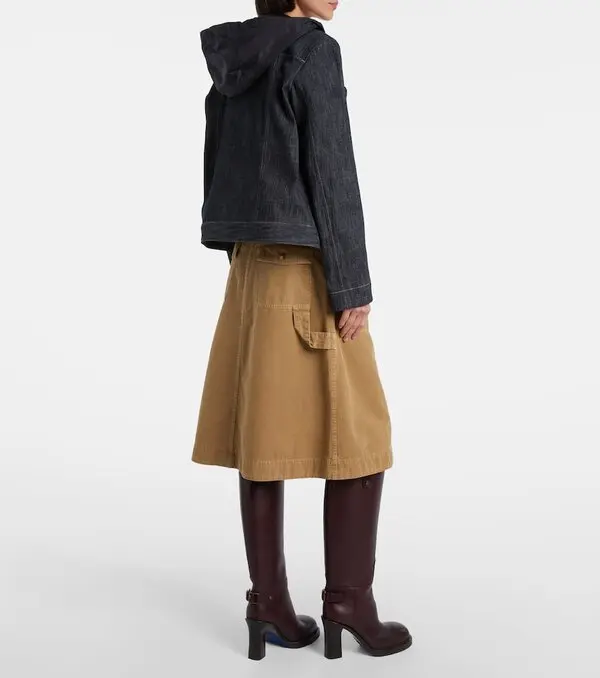 Moncler Belted Denim Midi Skirt - Beige