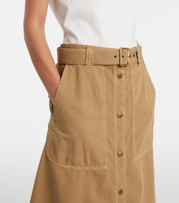 Moncler Belted Denim Midi Skirt - Beige