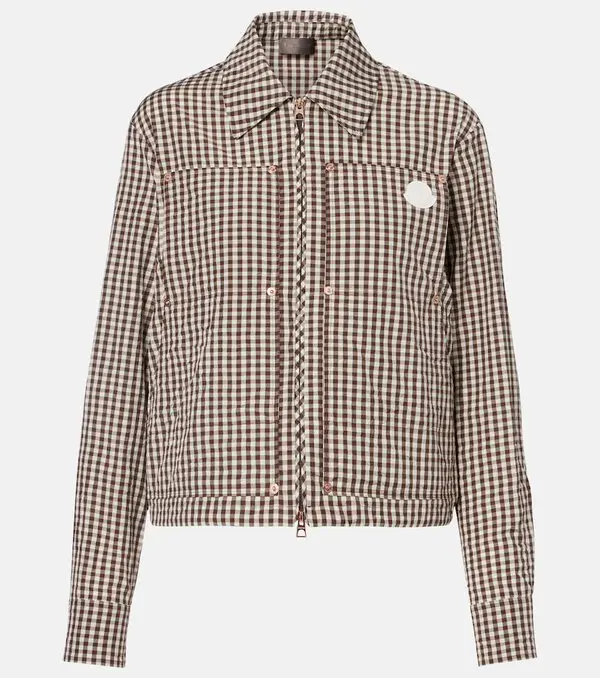 Moncler Checked Cotton-blend Jacket - Brown