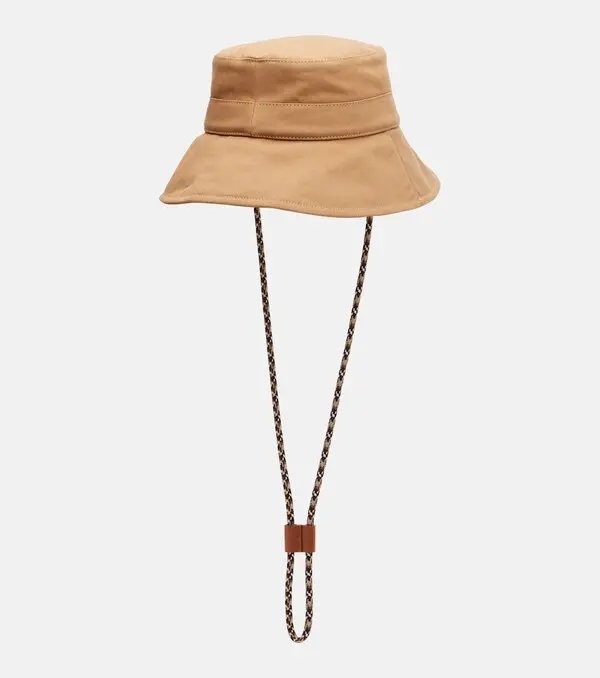Moncler Logo Cotton Canvas Bucket Hat - Brown