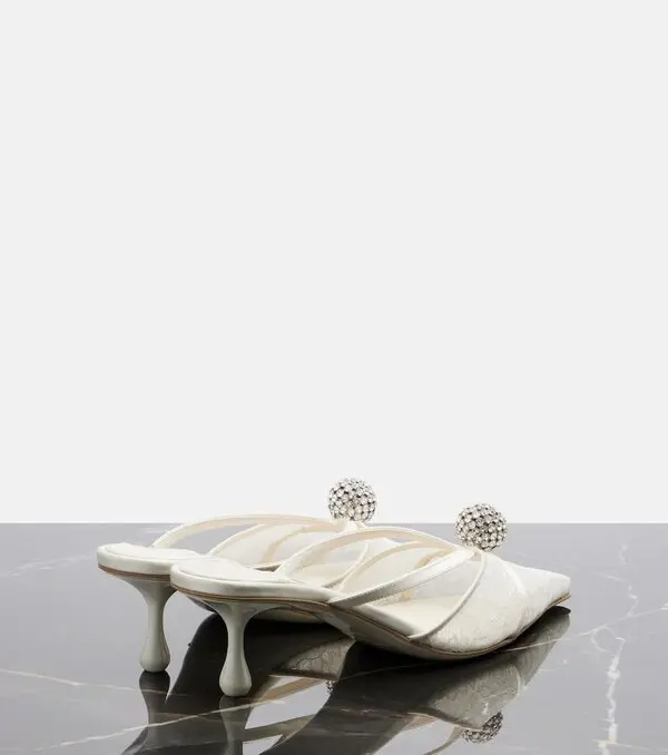 JIMMY CHOO Sana Embellished Lace Mules