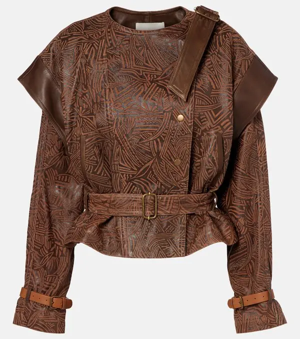 Isabel Marant Étoile Erine Belted Leather Jacket - Beige