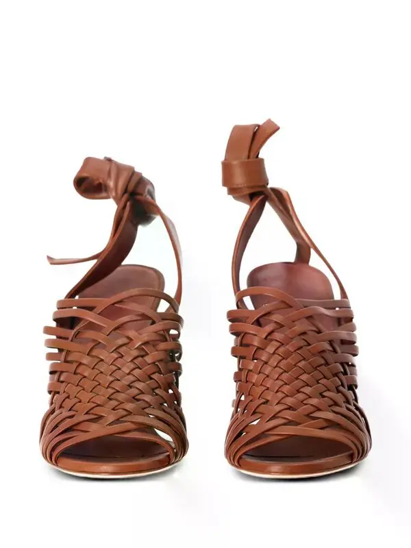 Loro Piana Kristin Woven Ankle-tie Sandals