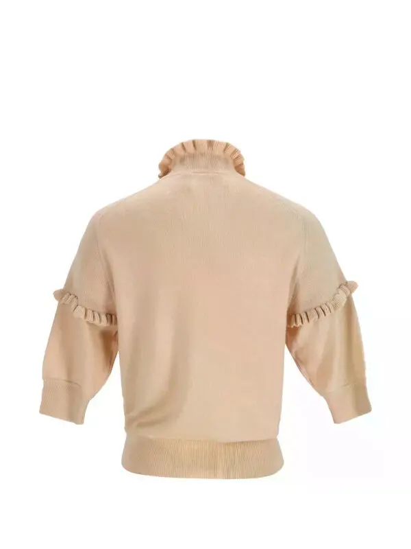 Chloé Half-sleeved Ruffled Sweater - Neutrals