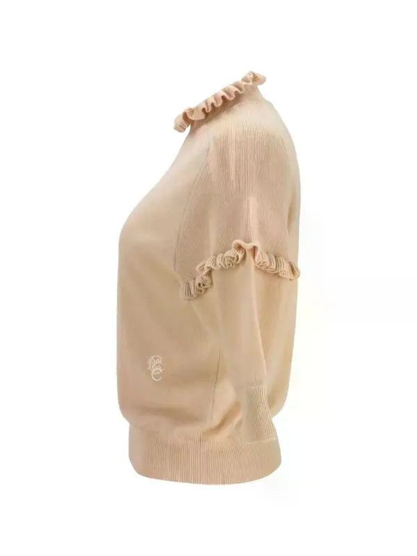 Chloé Half-sleeved Ruffled Sweater - Neutrals