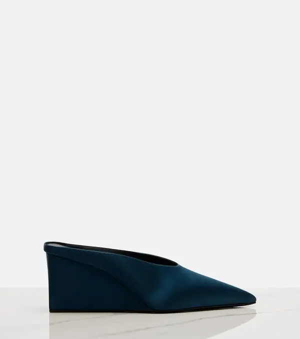 Alaïa Cube Satin Wedge Mules