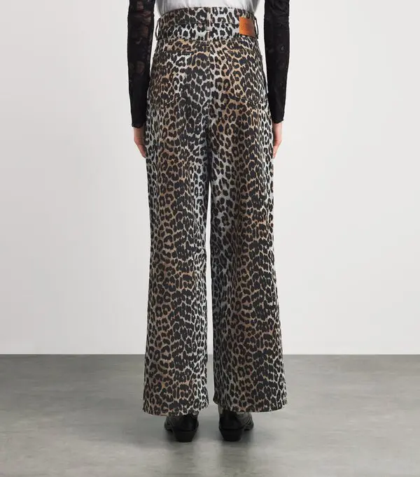 GANNI Leopard Print Wide-leg Jeans