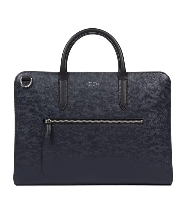 Smythson Leather Ultra Slim Briefcase - Blue