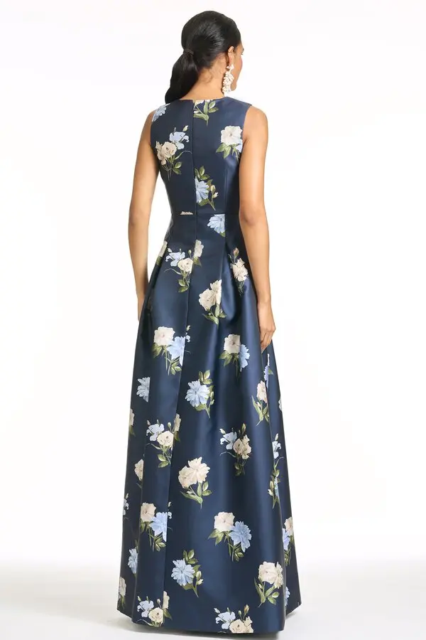 Sachin & Babi Brooklynne Printed Mikado Gown - Maritime Corsage