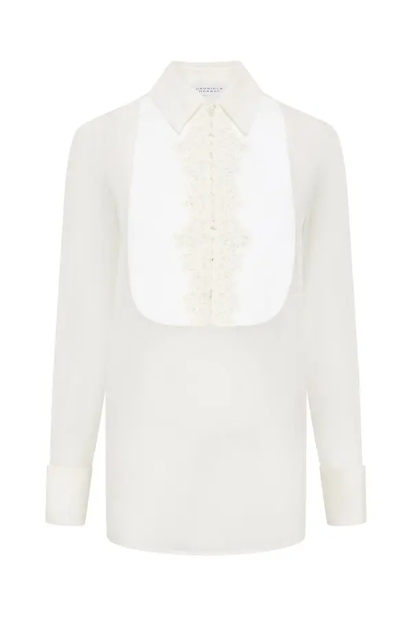 Gabriela Hearst Oriana Lace Blouse In Silk Organza - Ivory