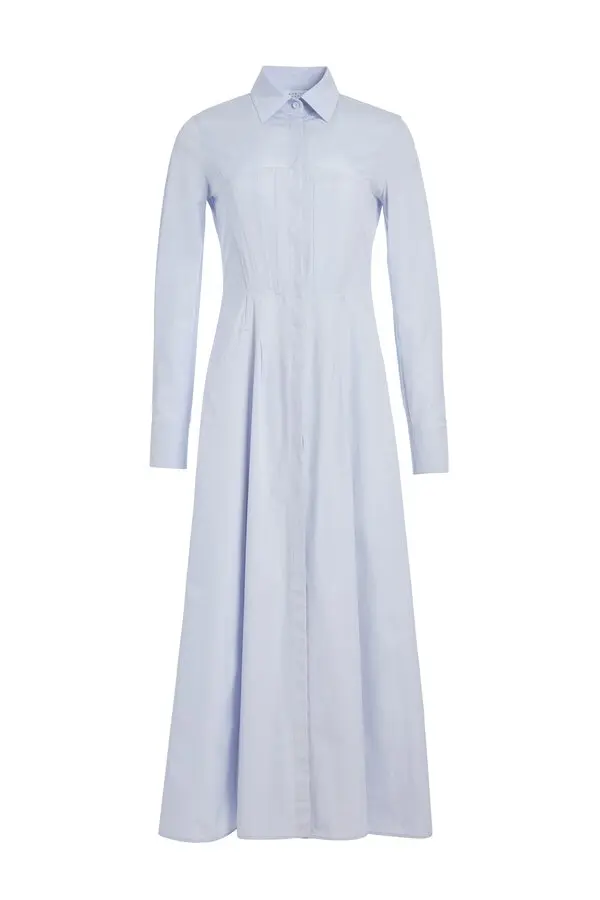 Gabriela Hearst Eugene Maxi Shirtdress In Sea Island Cotton - Light Blue