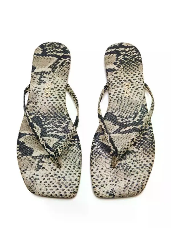 Tkees Lily Snakeskin Square-toe Sandals - Neutrals