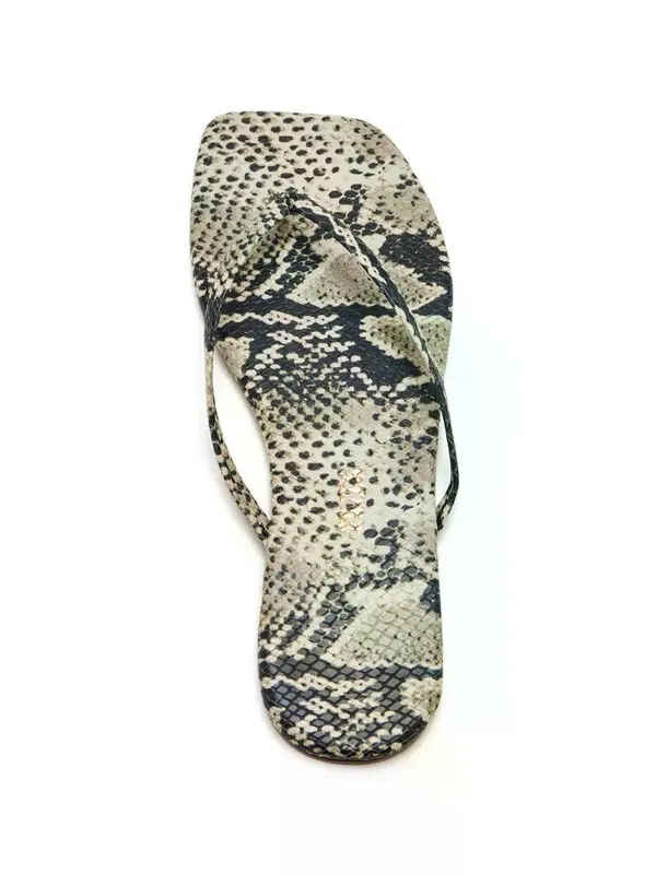 Tkees Lily Snakeskin Square-toe Sandals - Neutrals