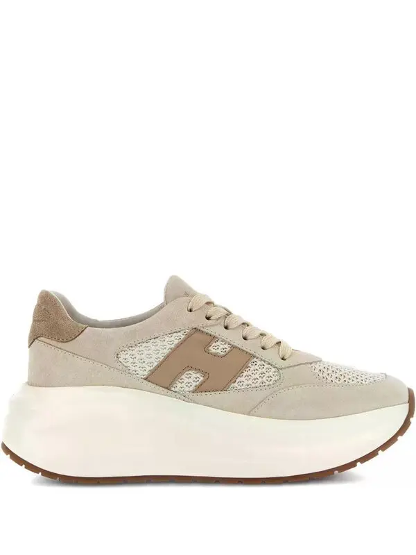 Hogan H696 Chunky Runner Leather Sneakers - Neutrals