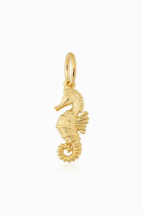 ORADINA 14k Seahorse Pendant Charm - Yellow Gold