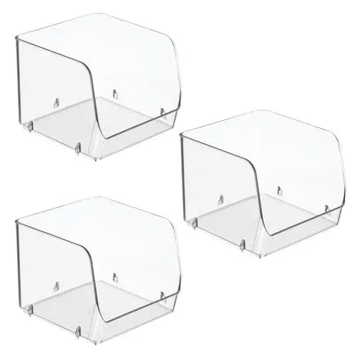 IDESIGN Stackable Open-front Storage Bin, Set Of 3
