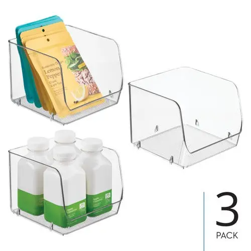 IDESIGN Stackable Open-front Storage Bin, Set Of 3