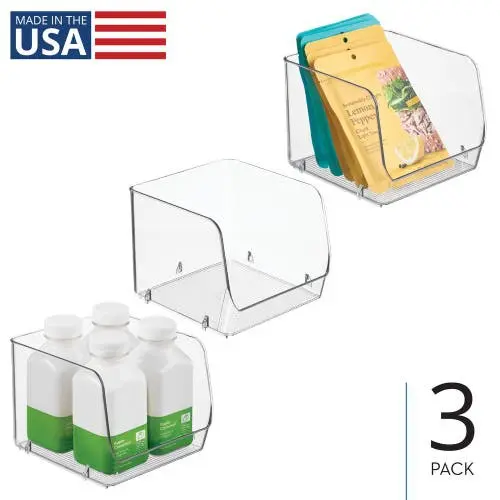 IDESIGN Stackable Open-front Storage Bin, Set Of 3